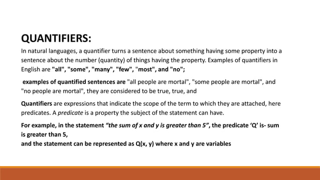 Quantifiers and its Types | PPTX | Programming Languages | Computing
