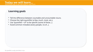 Quantifiers Grade 7 national ( some/ many/ much several/ most) | PPTX