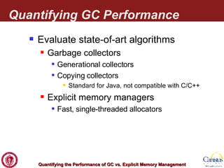 Quantifying the Performance of Garbage Collection vs. Explicit Memory Management | PPT