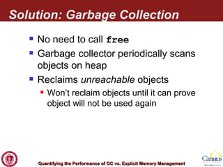 Quantifying the Performance of Garbage Collection vs. Explicit Memory Management | PPT