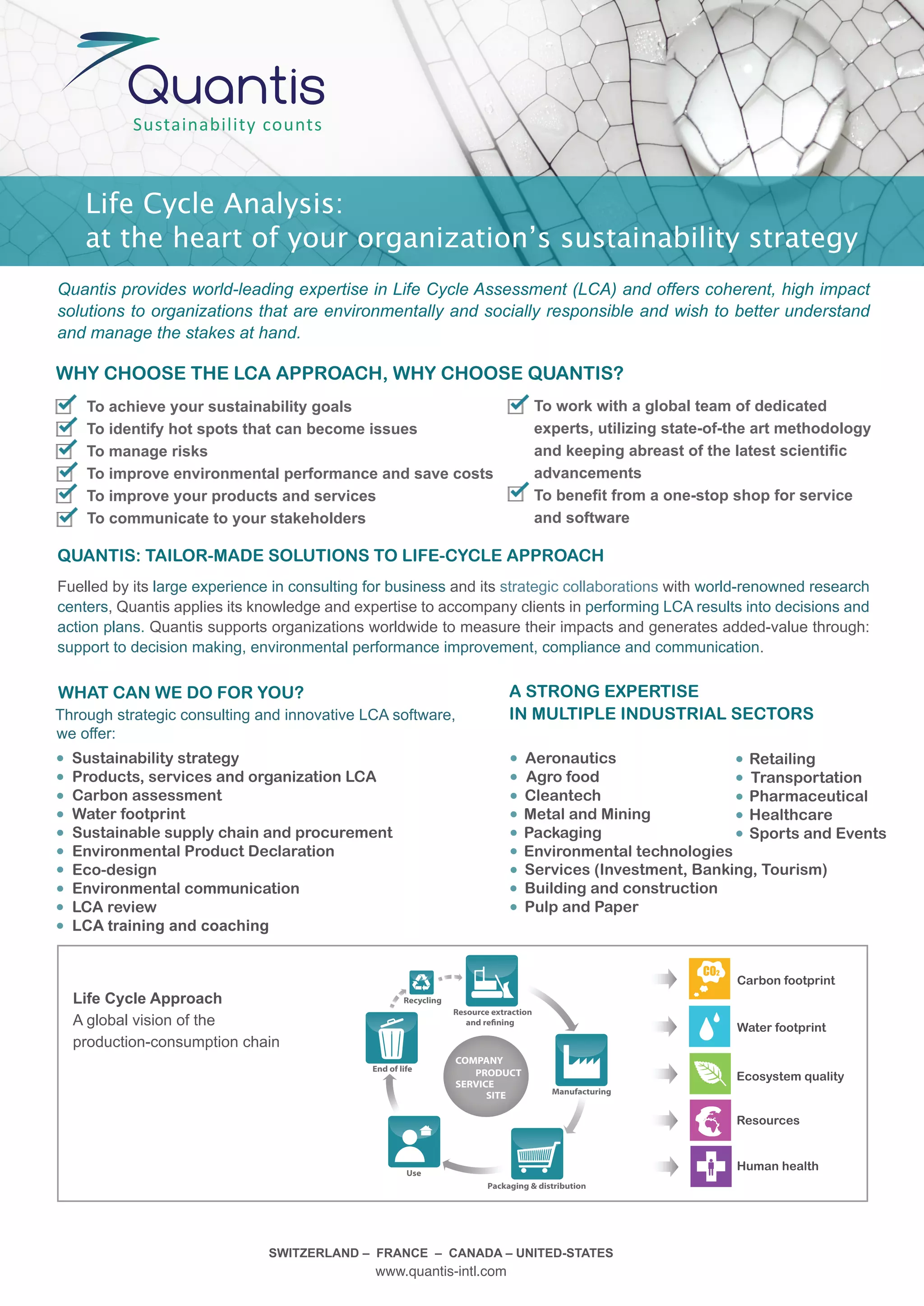 Quantis Corporate Leaflet on Life Cycle Analysis | PDF