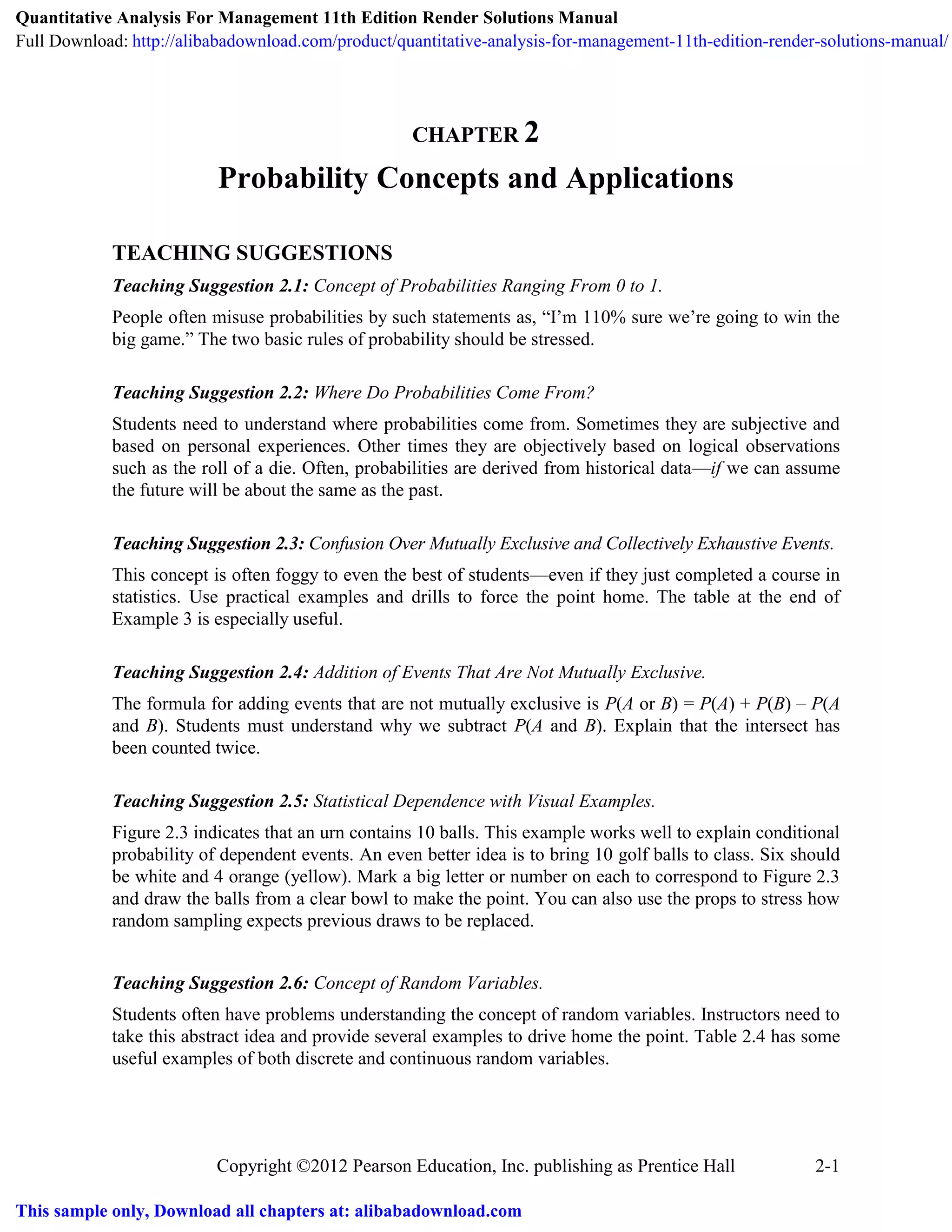 Quantitative Analysis For Management 11th Edition Render Solutions Manual | PDF