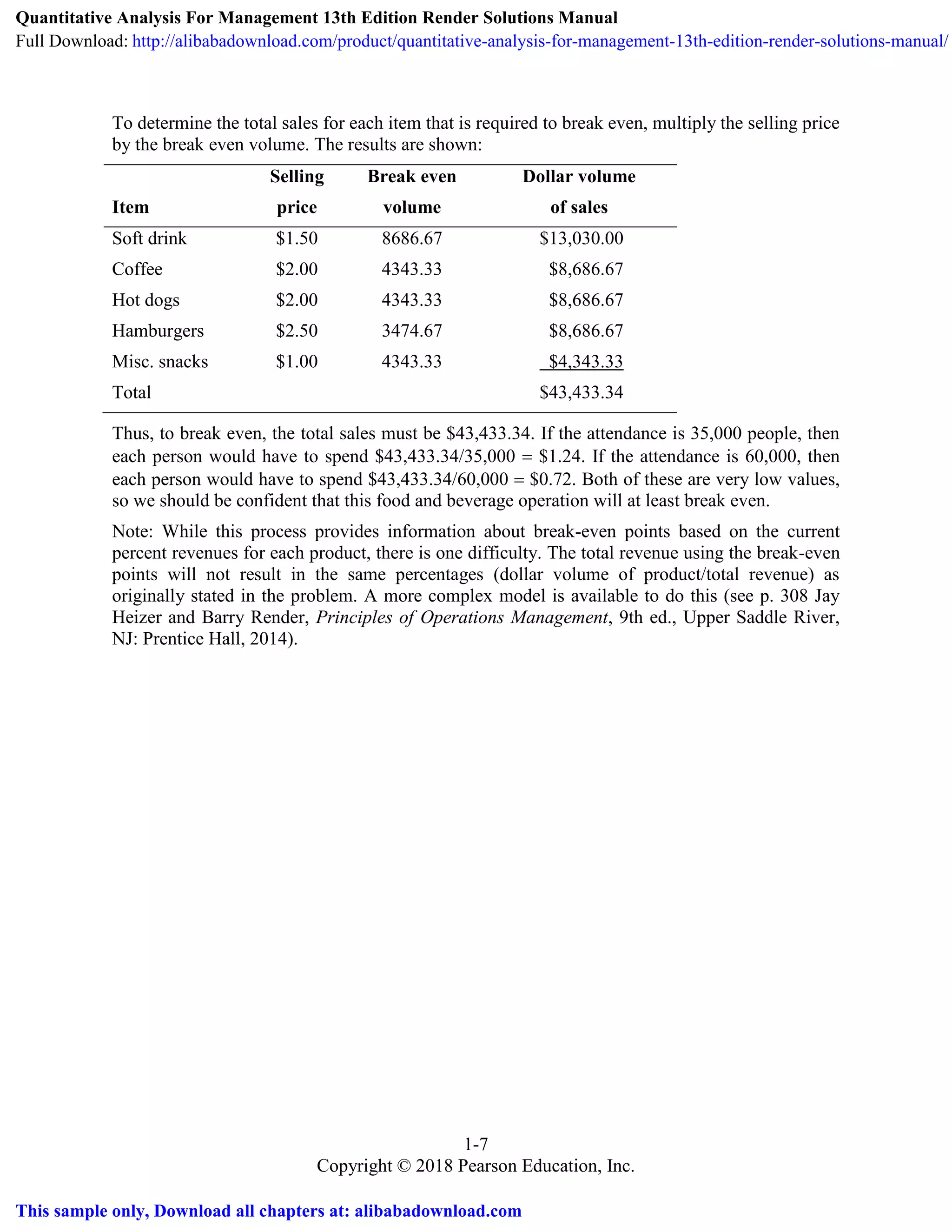Quantitative Analysis For Management 13th Edition Render Solutions Manual | PDF