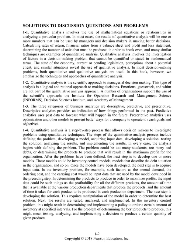 Quantitative Analysis For Management 13th Edition Render Solutions Manual | PDF | Educational ...