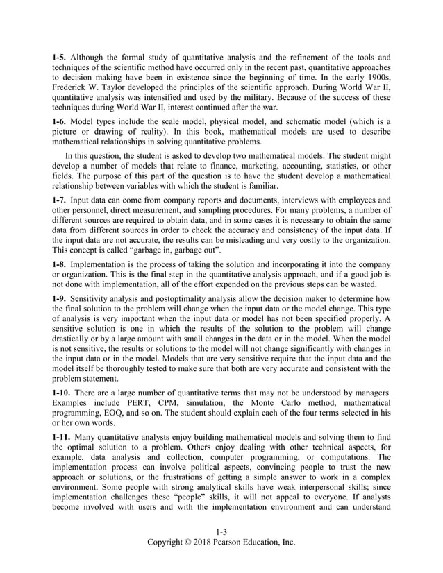 Quantitative Analysis For Management 13th Edition Render Solutions Manual | PDF | Educational ...