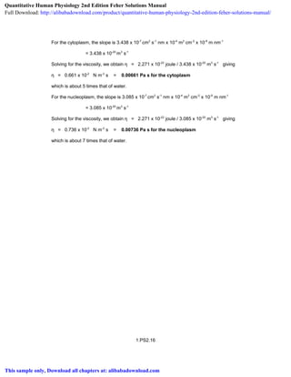 Quantitative Human Physiology 2nd Edition Feher Solutions Manual | PDF