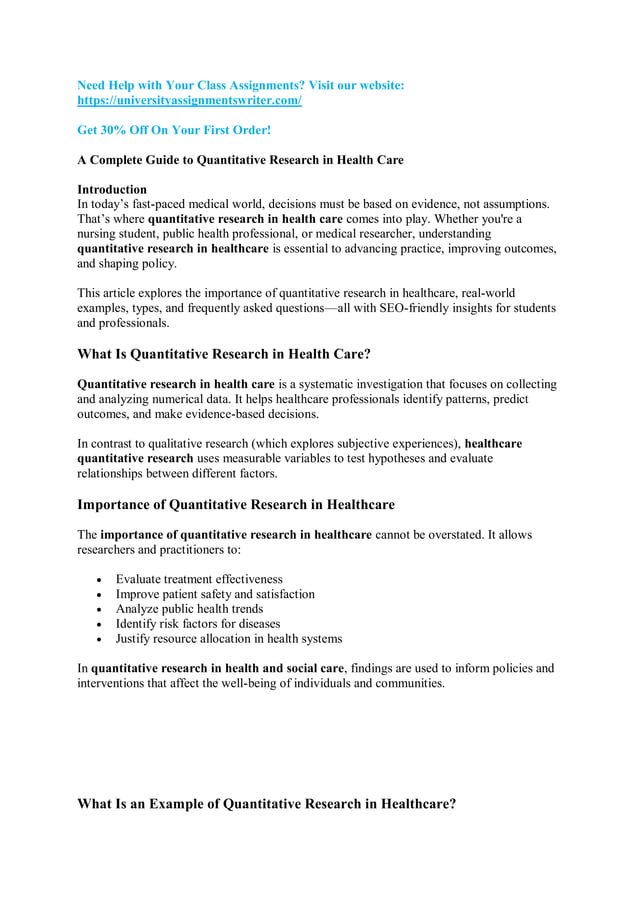 A Complete Guide to Quantitative Research in Health Care | PDF