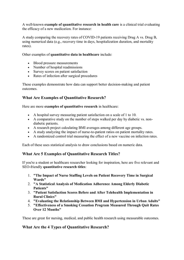 A Complete Guide to Quantitative Research in Health Care | PDF