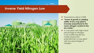 Quantitative Agrobiological Principles, Inverse yield nitrogen law ...