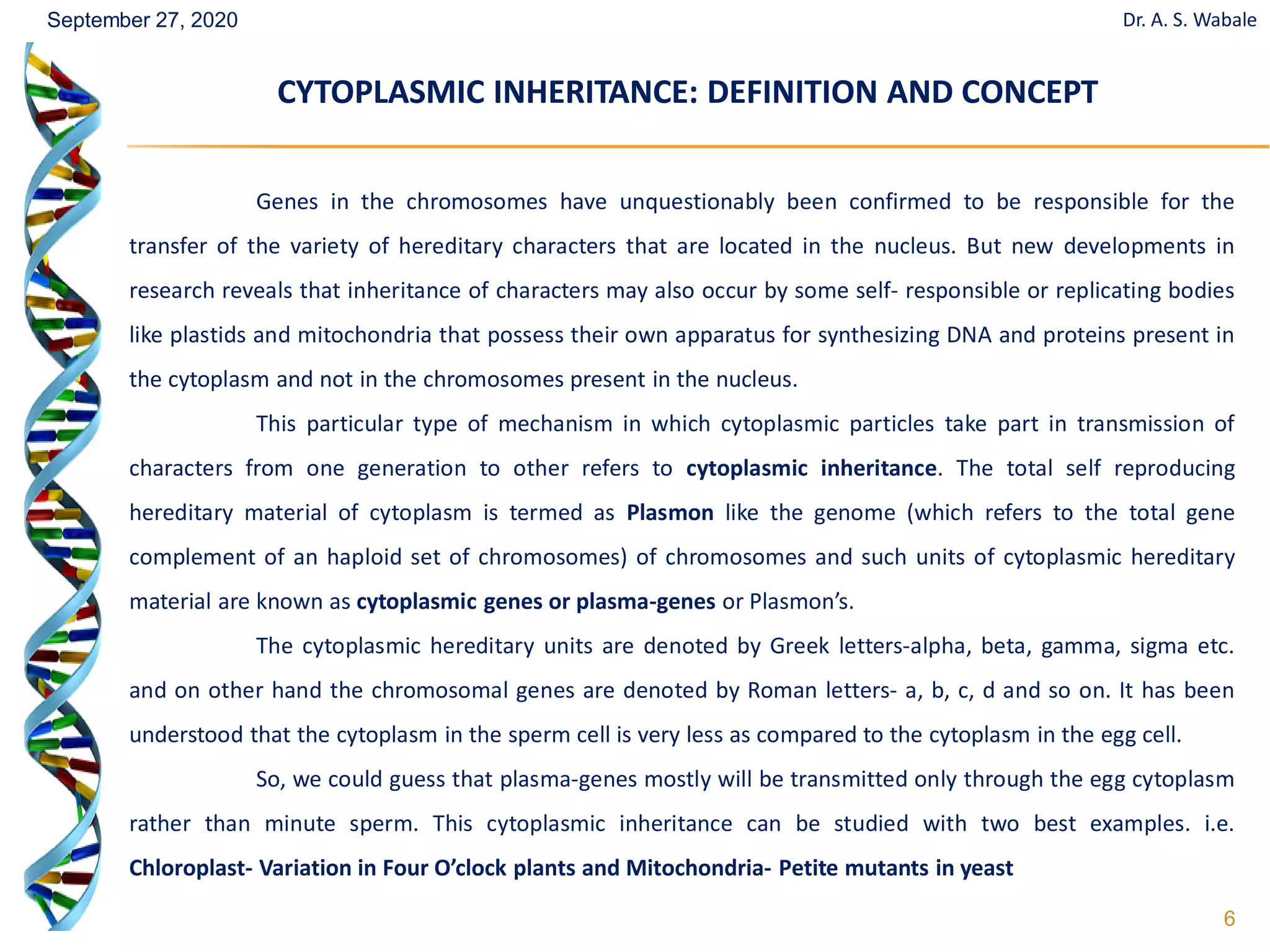 Quantitative and cytoplasmic inheritance | PPT