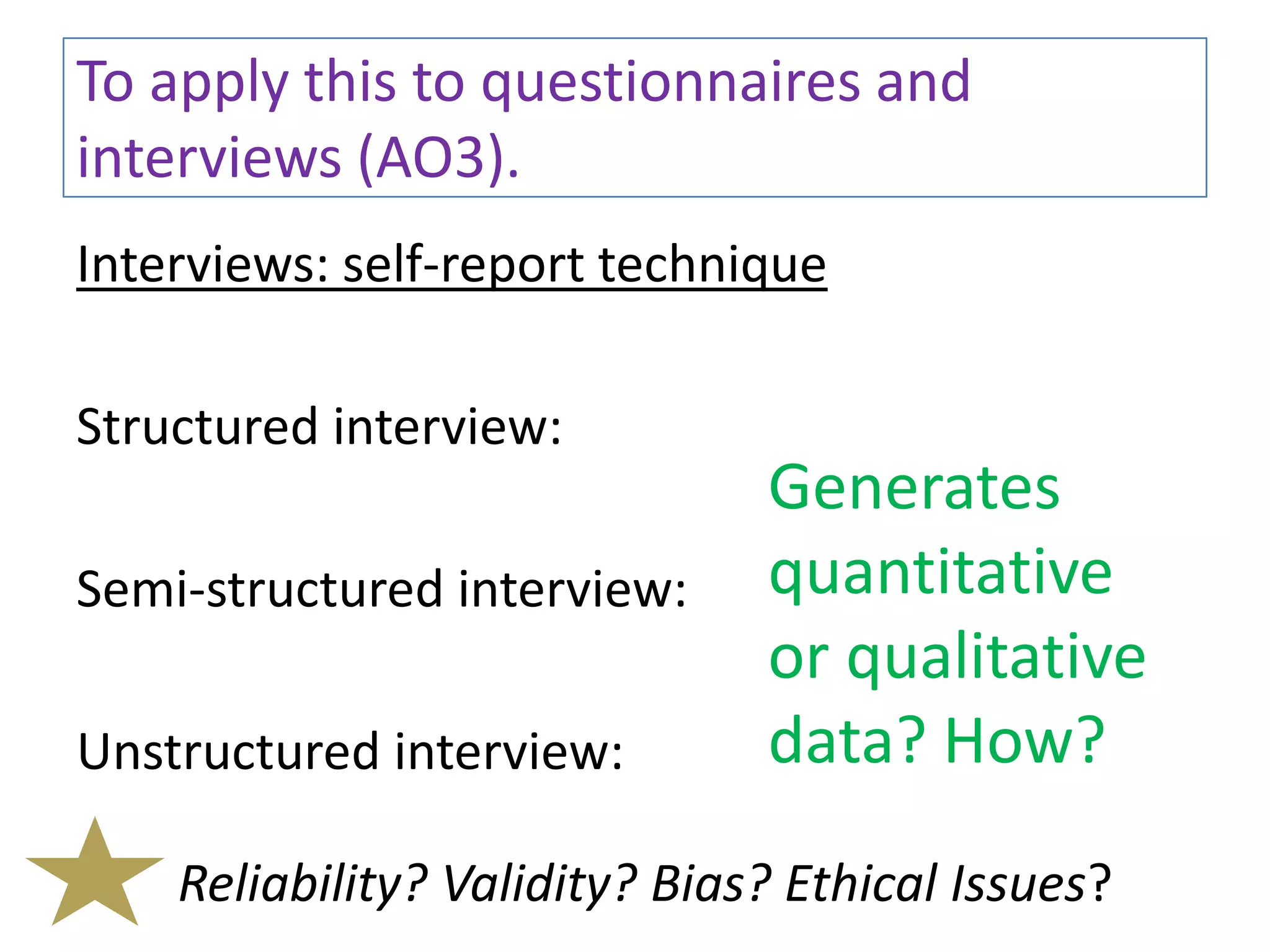 Quantitative and qualitative data, questionnaires, interviews | PPTX