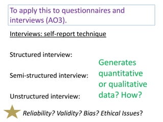 Quantitative and qualitative data, questionnaires, interviews | PPTX