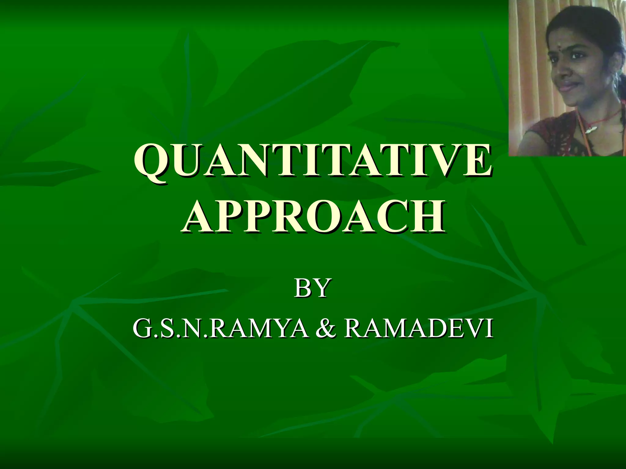 Quantitative approach 1 | PPT