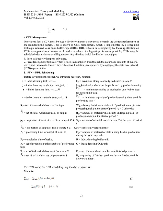 Quantitative Approach For Theory Of Constraints In Manufacturing Pdf
