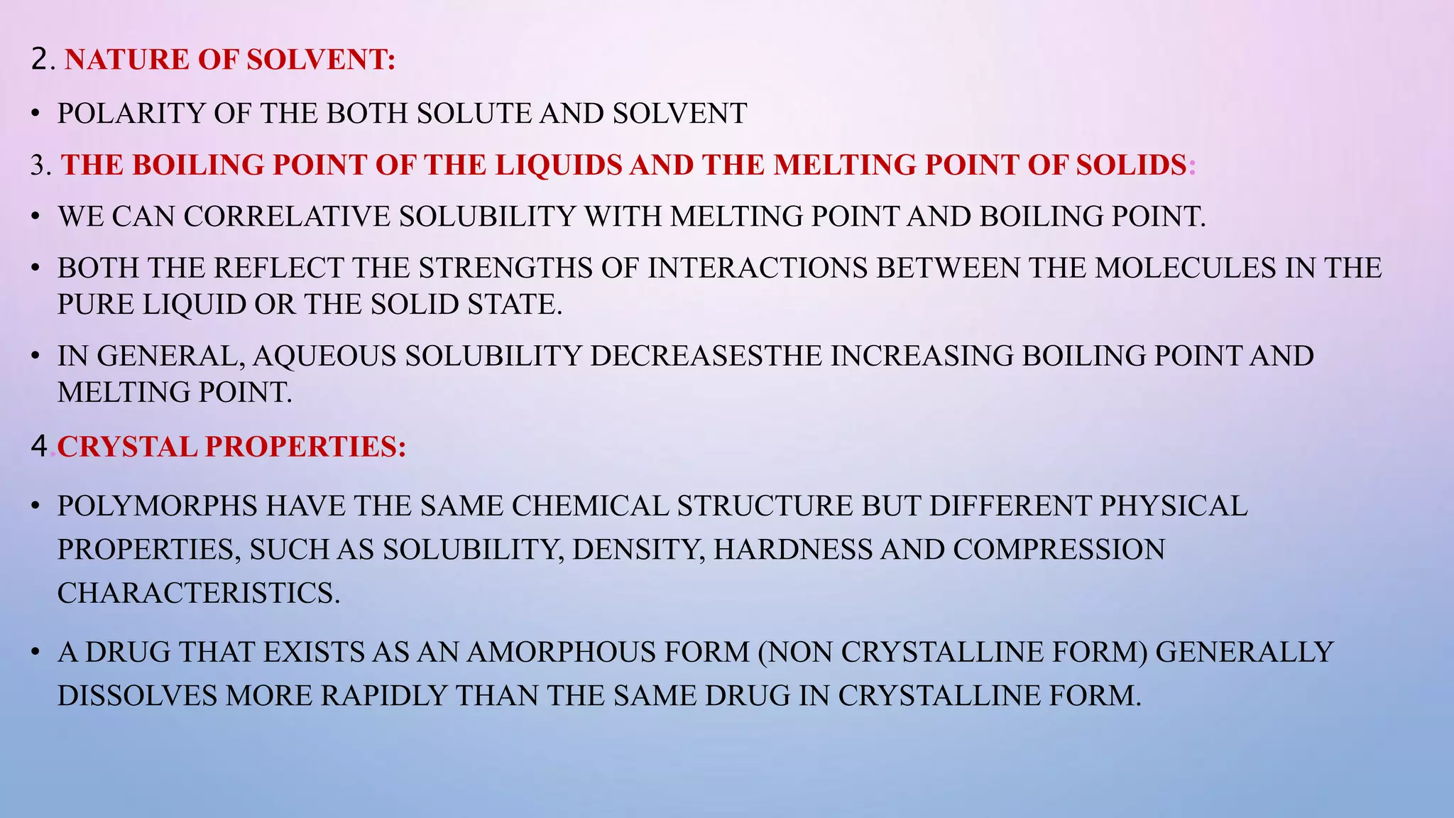 Quantitative approach to the to the factor influcing solubility of drug ...