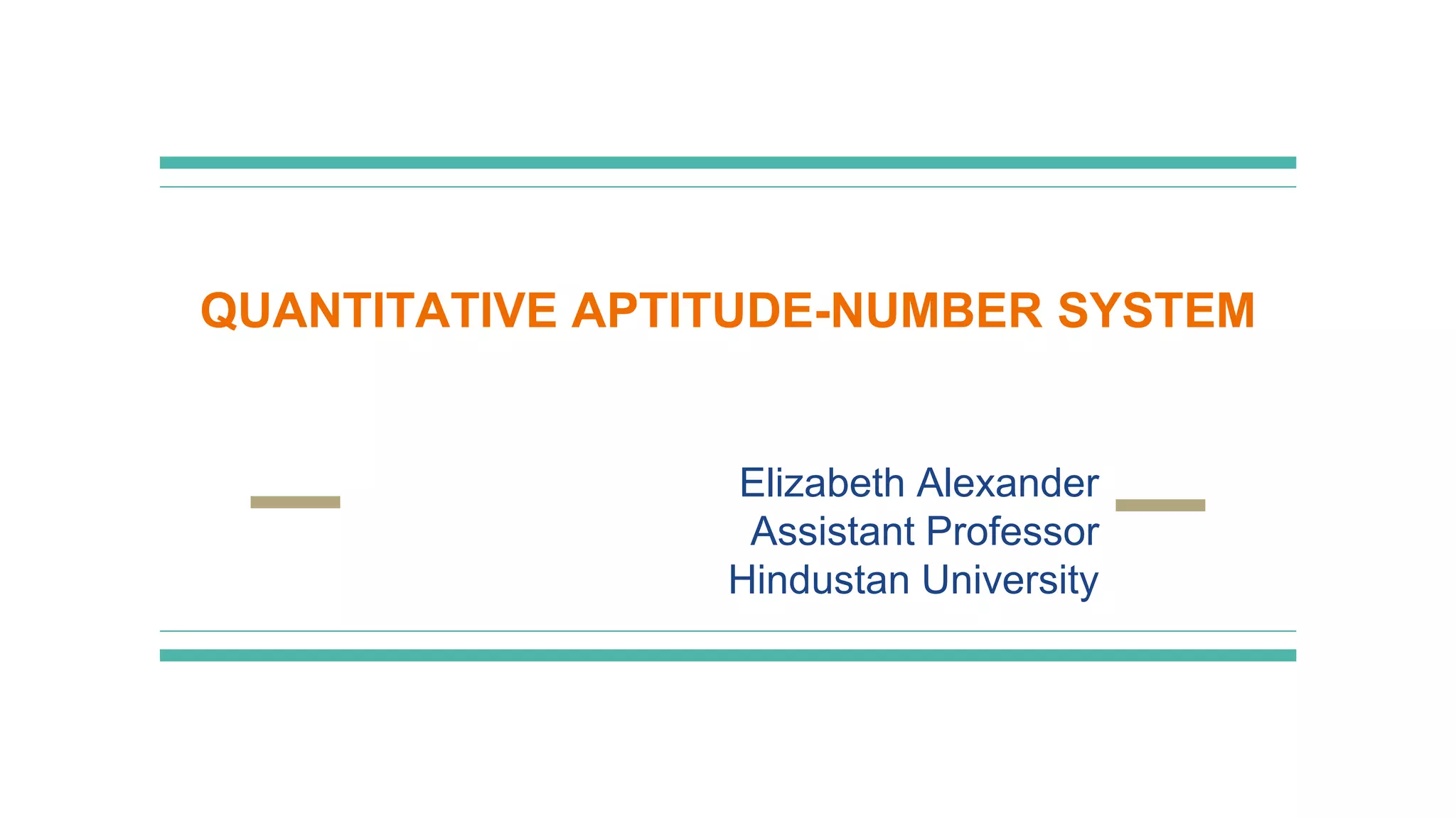 Quantitative Aptitude- Number System | PPTX