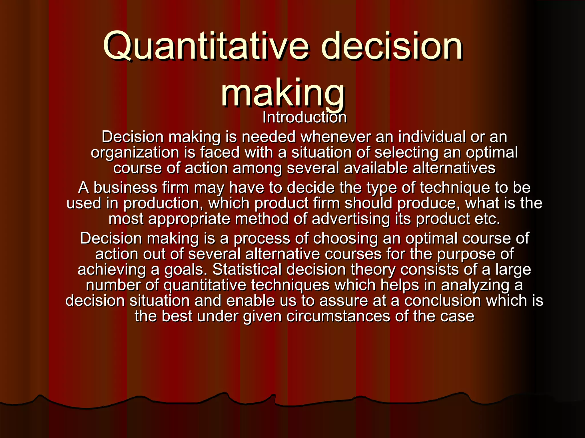 Quantitative decision making | PPT