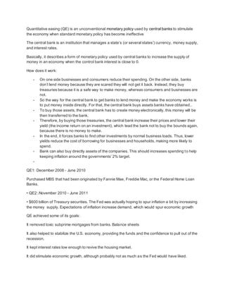 Quantitative easing | DOCX | Interest Rates | Economy