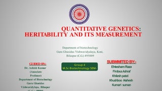 Quantitative Genetics: Decoding the Complexity of Traits | PPT