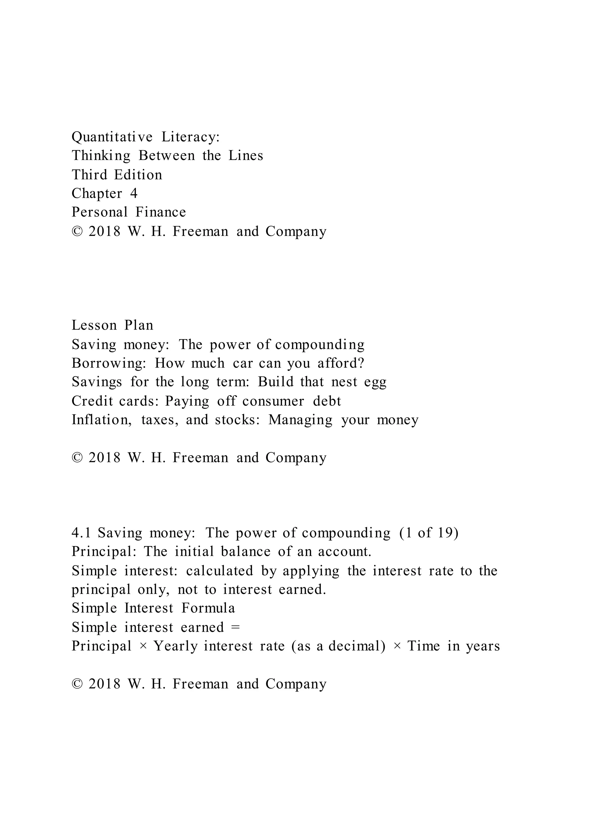 Quantitative literacy thinking between the lines third edit | DOCX