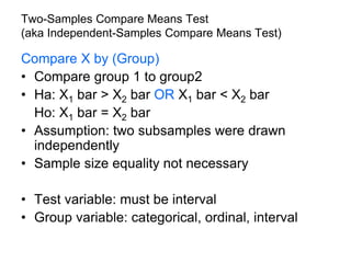 Quantitative method compare means test (independent and paired) | PDF
