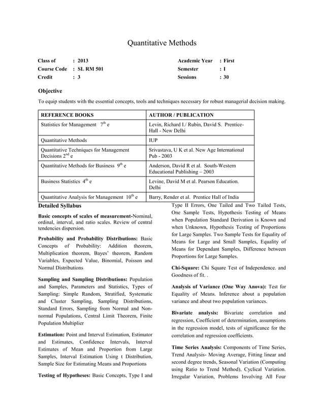 Quantitative methods | PDF