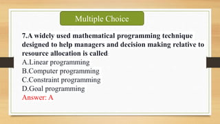 Quantitative Methods - section 6.pdf in business administration | PPT