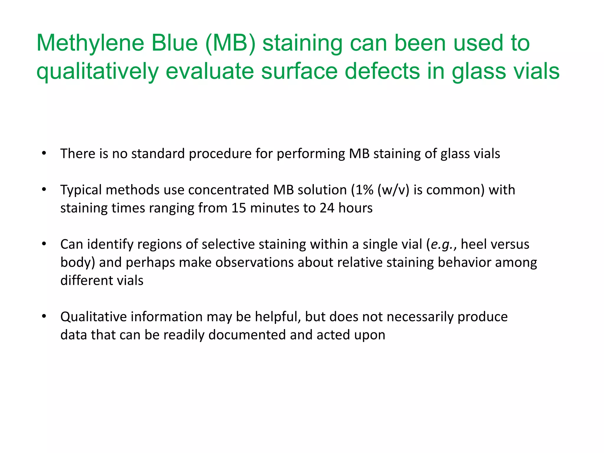 Quantitative methylene blue staining of pharmaceutical glass vials | PPTX