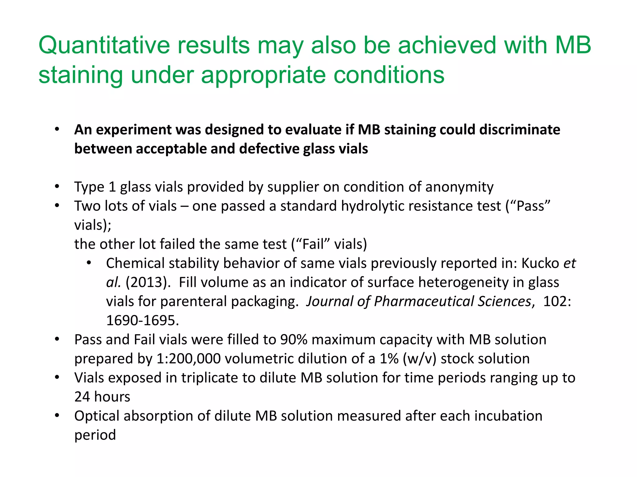 Quantitative methylene blue staining of pharmaceutical glass vials | PPTX