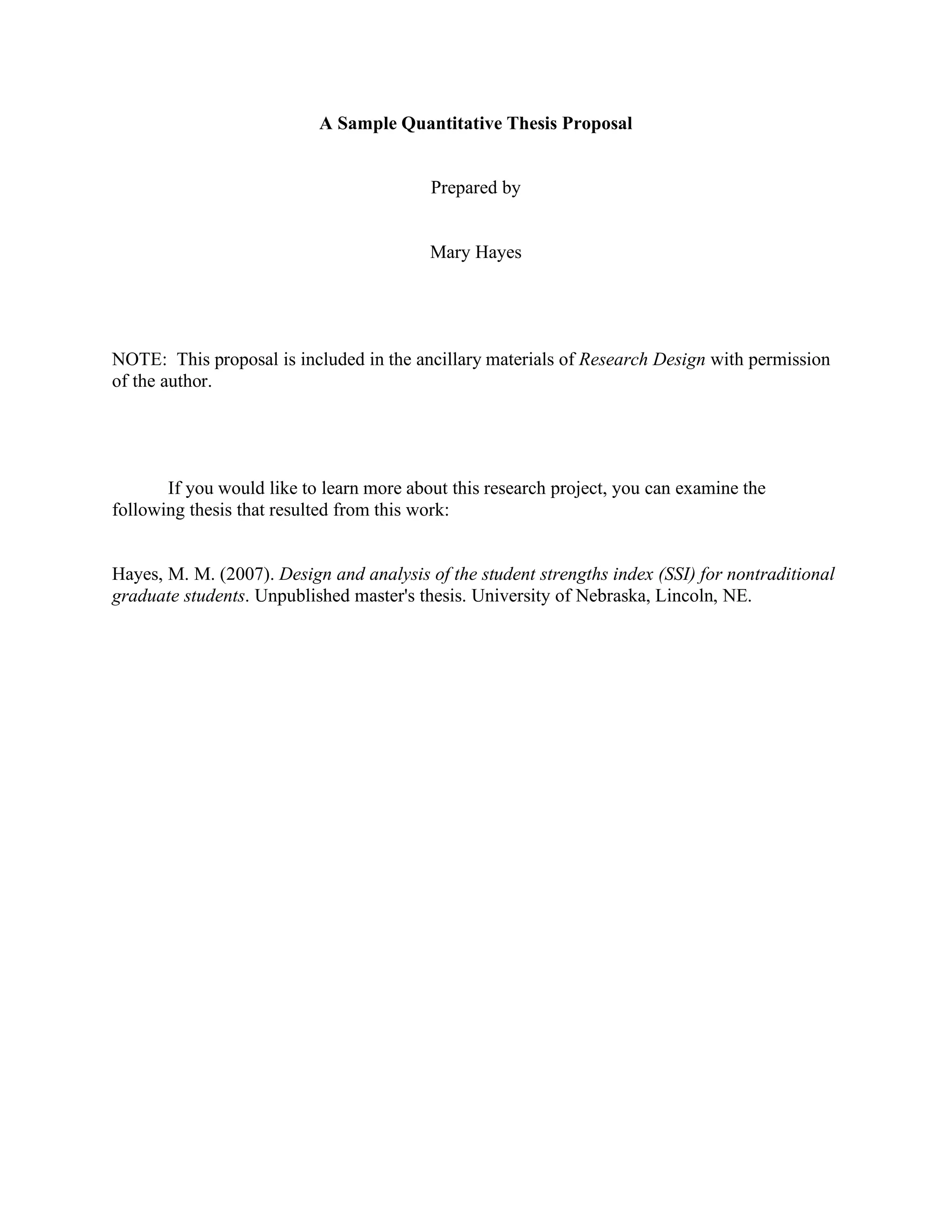 Quantitative proposal | PDF