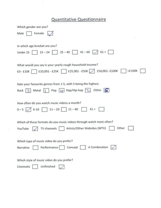 A2 Quantitative Questionnaire - Music Video Research | PDF