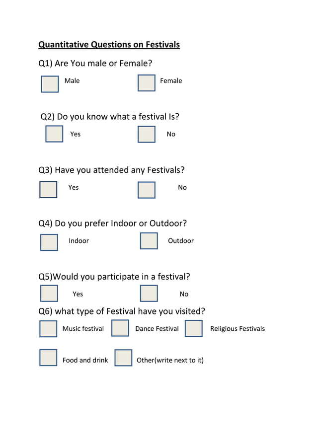 Quantitative questions on festivals | DOCX | Women\'s Clothing | Women ...