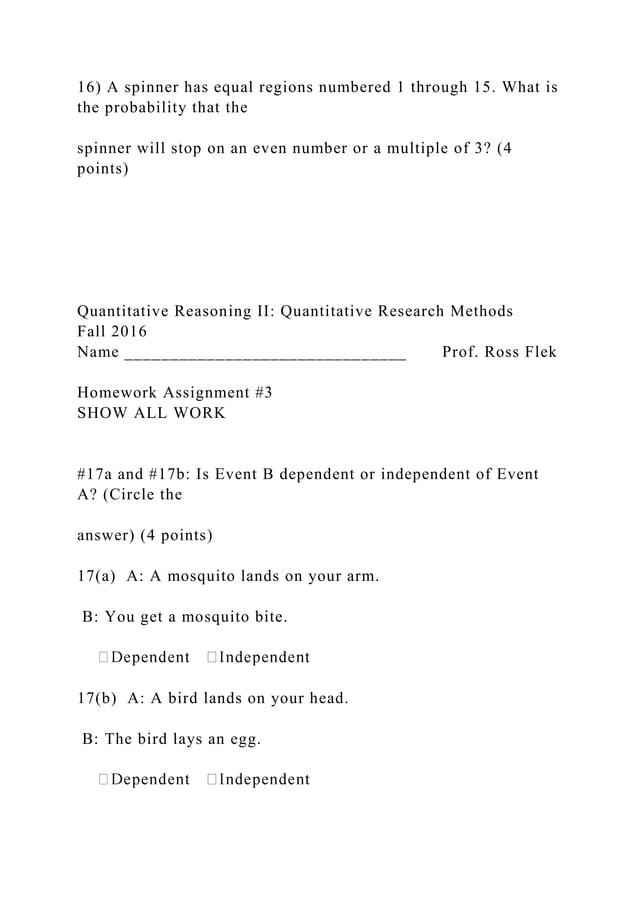 Quantitative Reasoning II Quantitative Research Methods .docx
