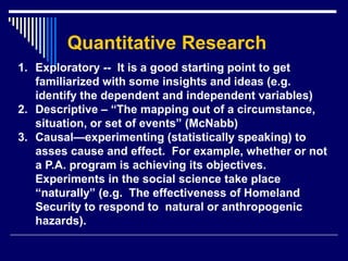 QUANTITATIVE RESEARCH DESIGN AND METHODS.ppt | Physics | Science