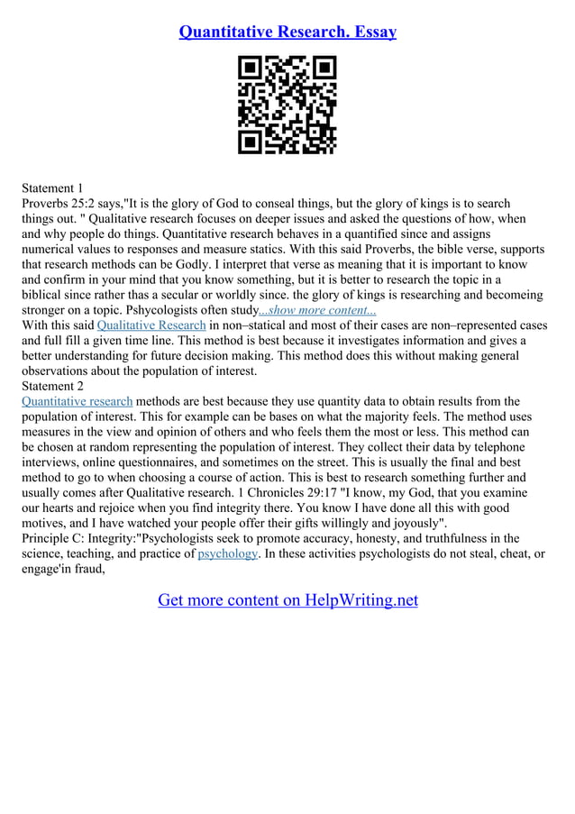 Quantitative Research Essay | PDF