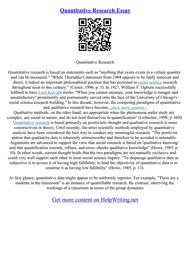 Quantitative Research Essay | PDF