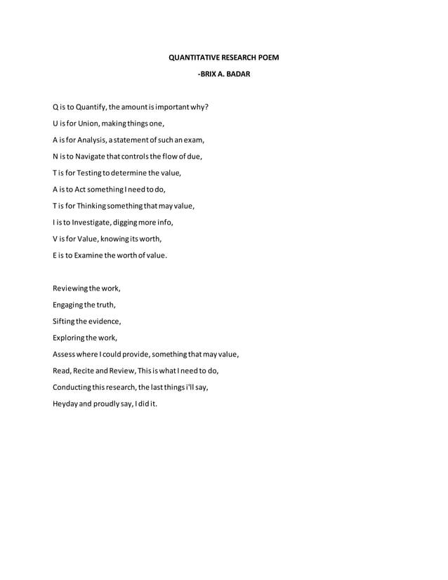 Quantitative Research [Name Poem] | PDF