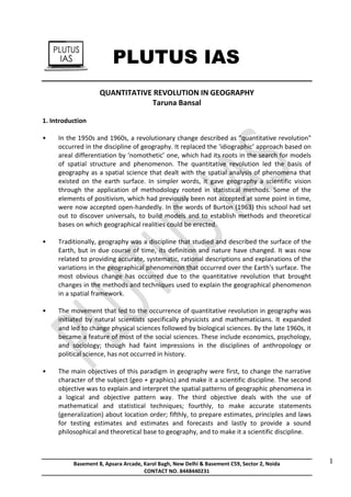 Quantitative Revolution in Geography | PDF