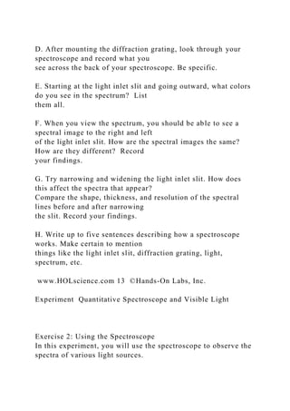 Quantitative Spectroscope and Visible LightHands-On Labs .docx