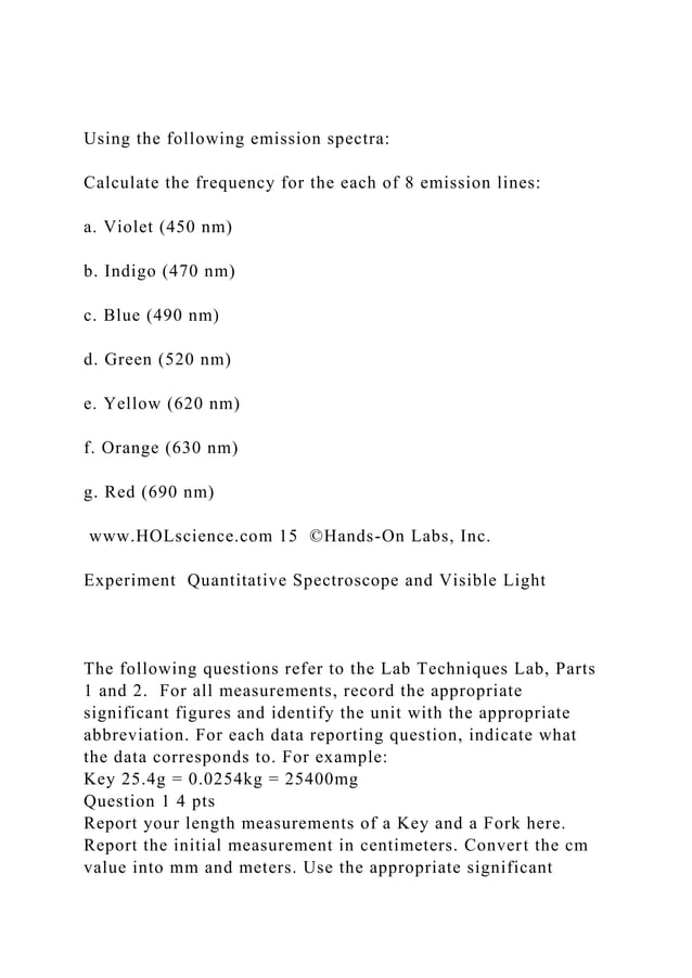 Quantitative Spectroscope and Visible LightHands-On Labs .docx