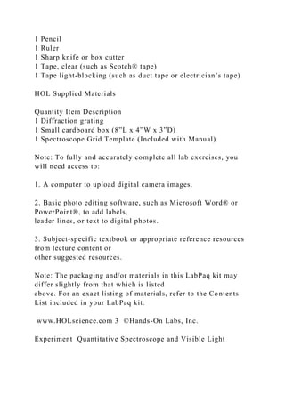 Quantitative Spectroscope and Visible LightHands-On Labs .docx