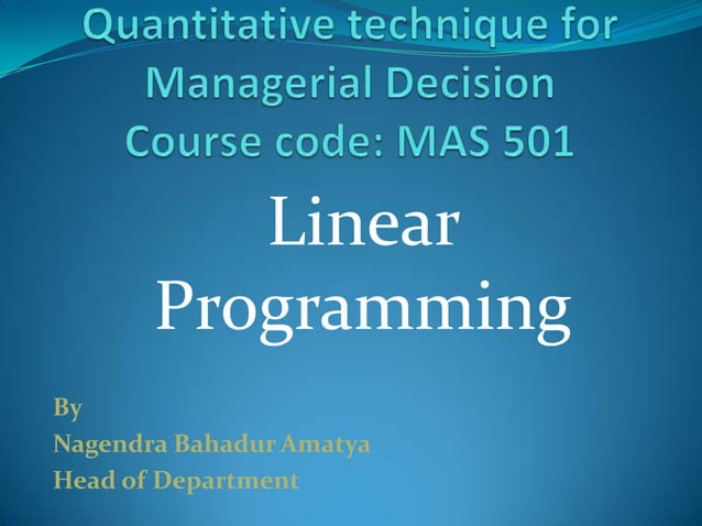 Linear Programming | PPTX | Computing | Technology & Computing