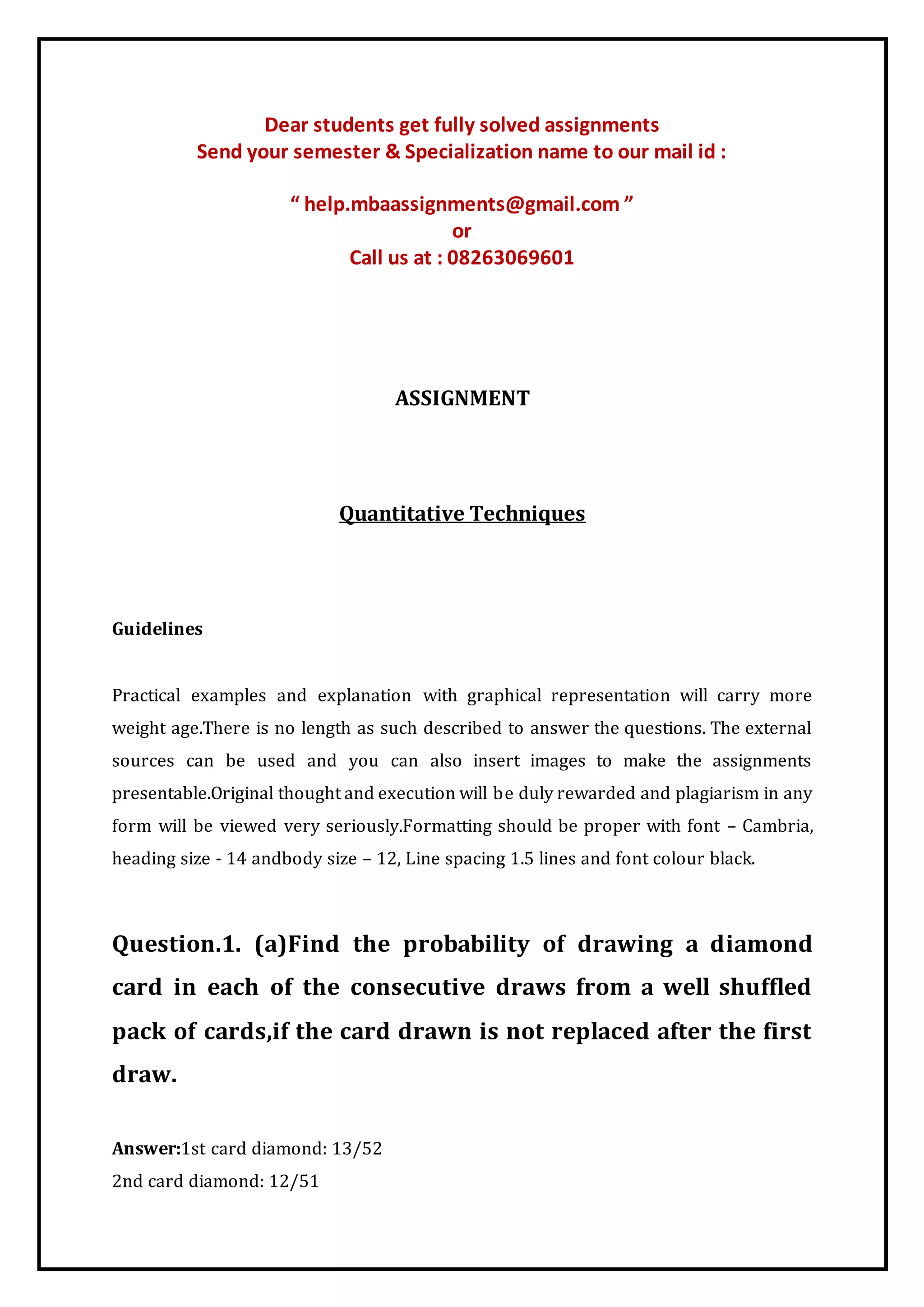 Quantitative techniques | DOCX