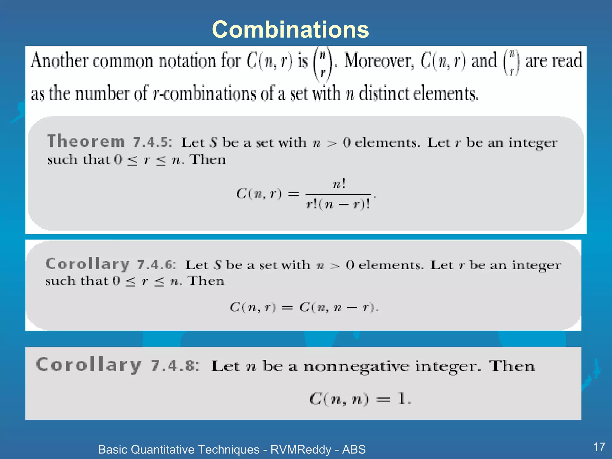 Quantitative Techniques Basics Of Mathematics Permutations And Combinationspart Ii30 Pages Ppt 