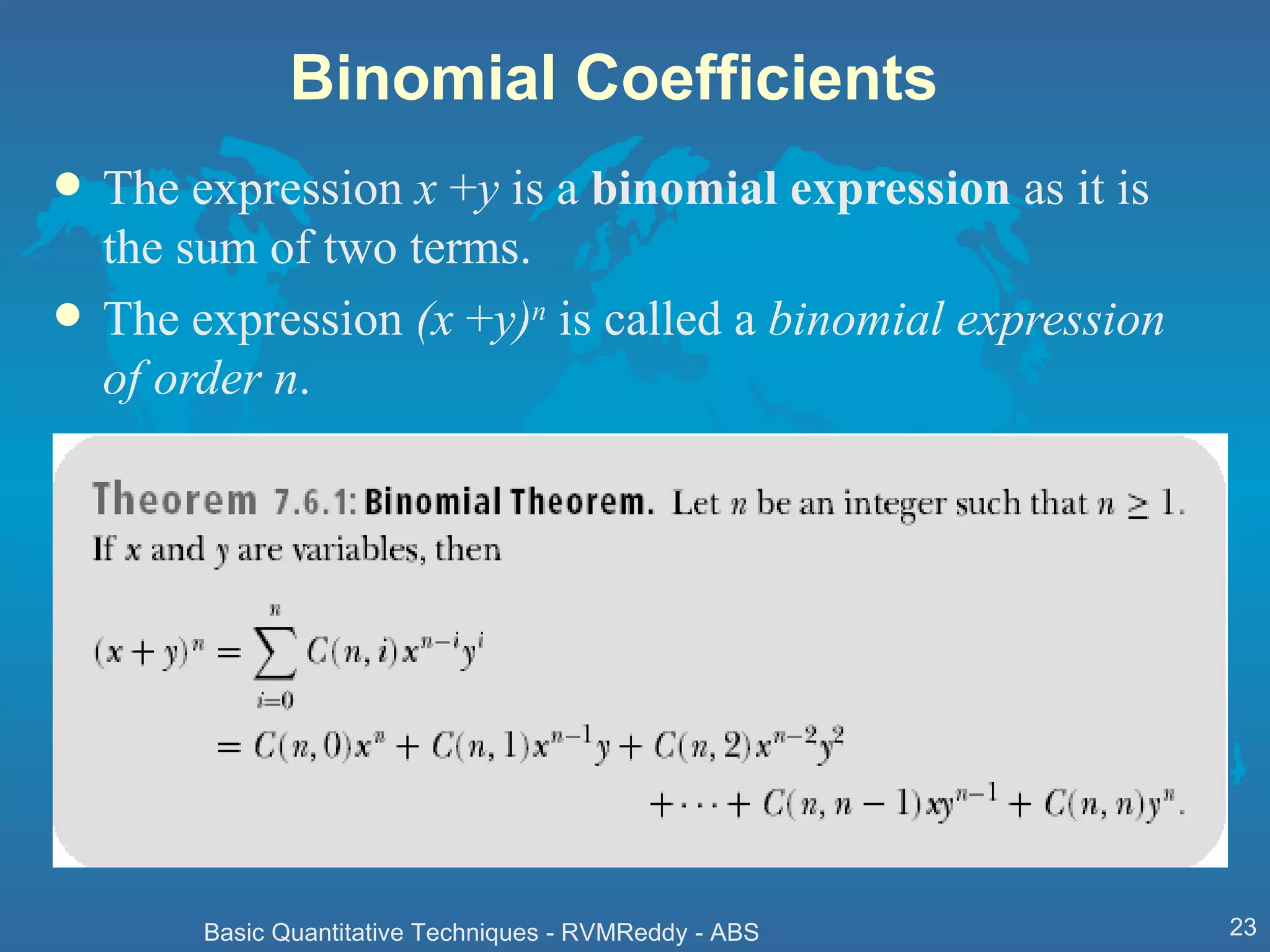 Quantitative techniques basics of mathematics permutations and combinations_part ii_30 pages | PPT