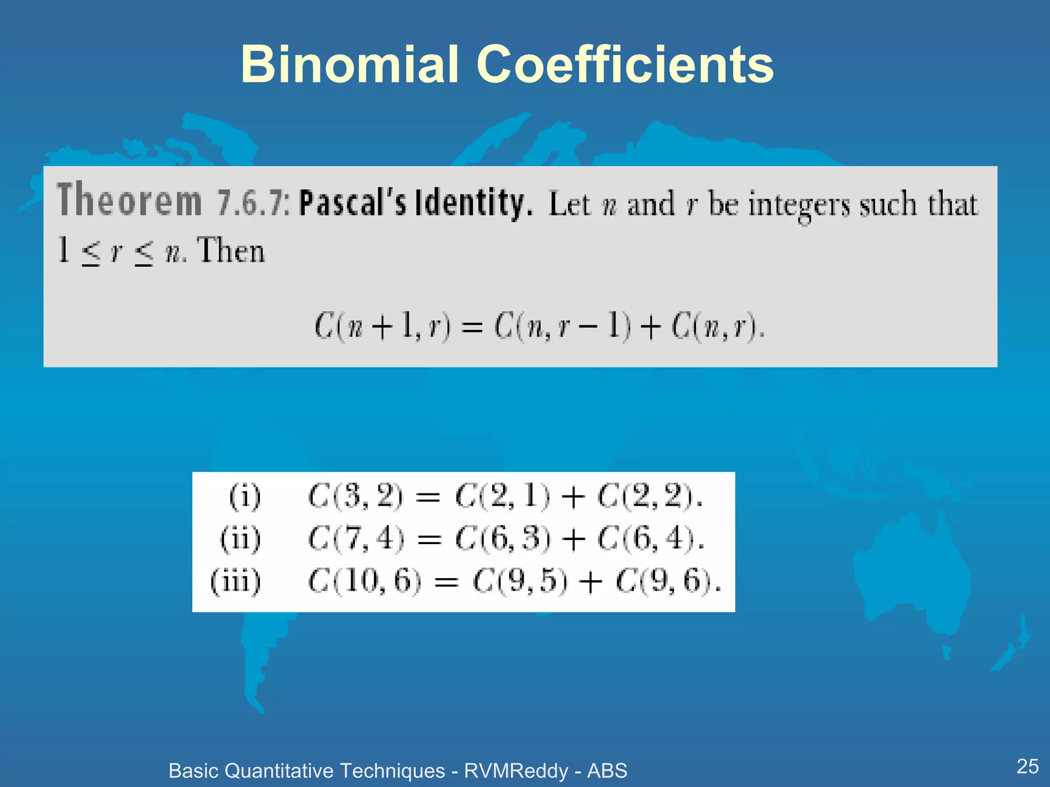 Quantitative techniques basics of mathematics permutations and combinations_part ii_30 pages | PPT