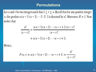 Quantitative techniques basics of mathematics permutations and combinations_part ii_30 pages | PPT