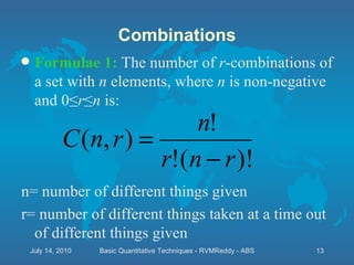 Quantitative techniques basics of mathematics permutations and combinations_part ii_30 pages | PPT