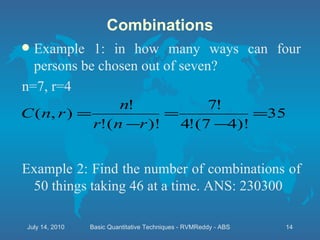 Quantitative techniques basics of mathematics permutations and combinations_part ii_30 pages | PPT