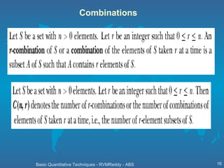 Quantitative techniques basics of mathematics permutations and combinations_part ii_30 pages | PPT